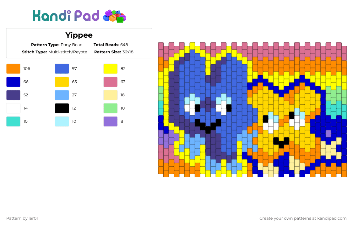 Yippee Pony Bead Pattern - Kandi Pad | Kandi Patterns, Fuse Bead ...