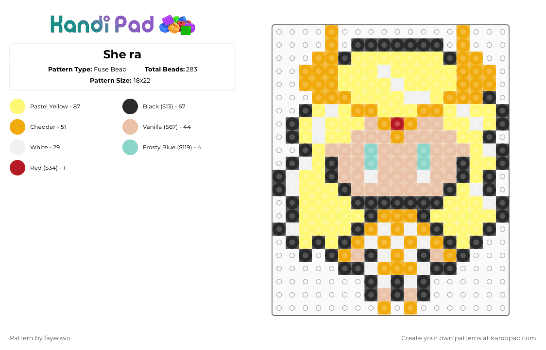 She ra Fuse Bead Pattern - Kandi Pad | Kandi Patterns, Fuse Bead ...