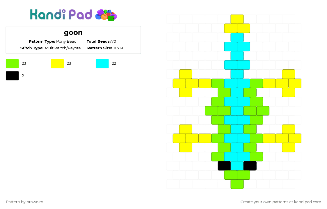 Goon Pony Bead Pattern - Kandi Pad | Kandi Patterns, Fuse Bead Patterns ...