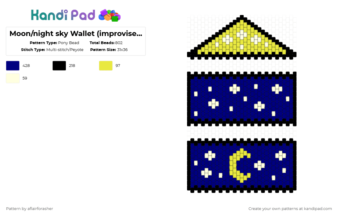 Moon/night sky Wallet (improvised to be a pencil pouch) Pony Bead ...