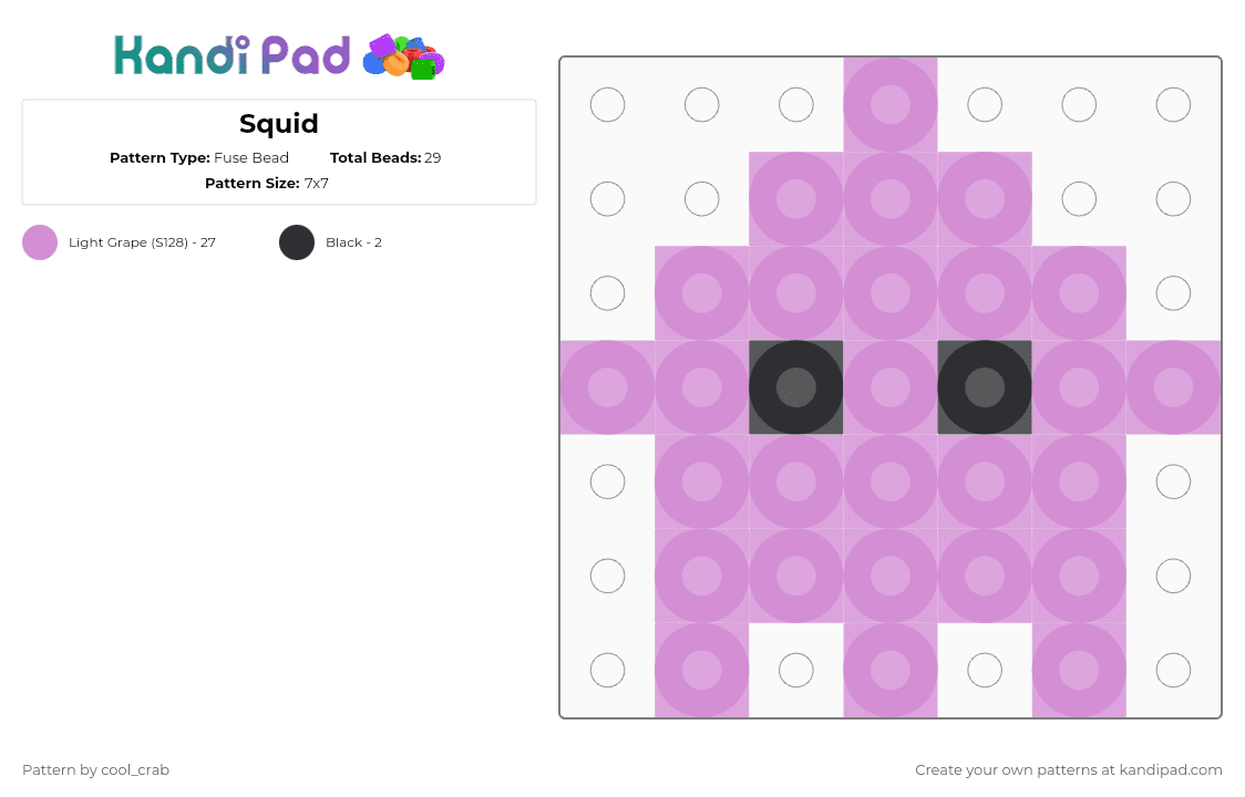 Squid Fuse Bead Pattern - Kandi Pad | Kandi Patterns, Fuse Bead ...
