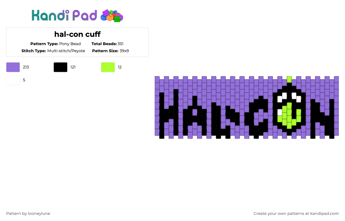 Hal-con cuff Pony Bead Pattern - Kandi Pad | Kandi Patterns, Fuse Bead ...