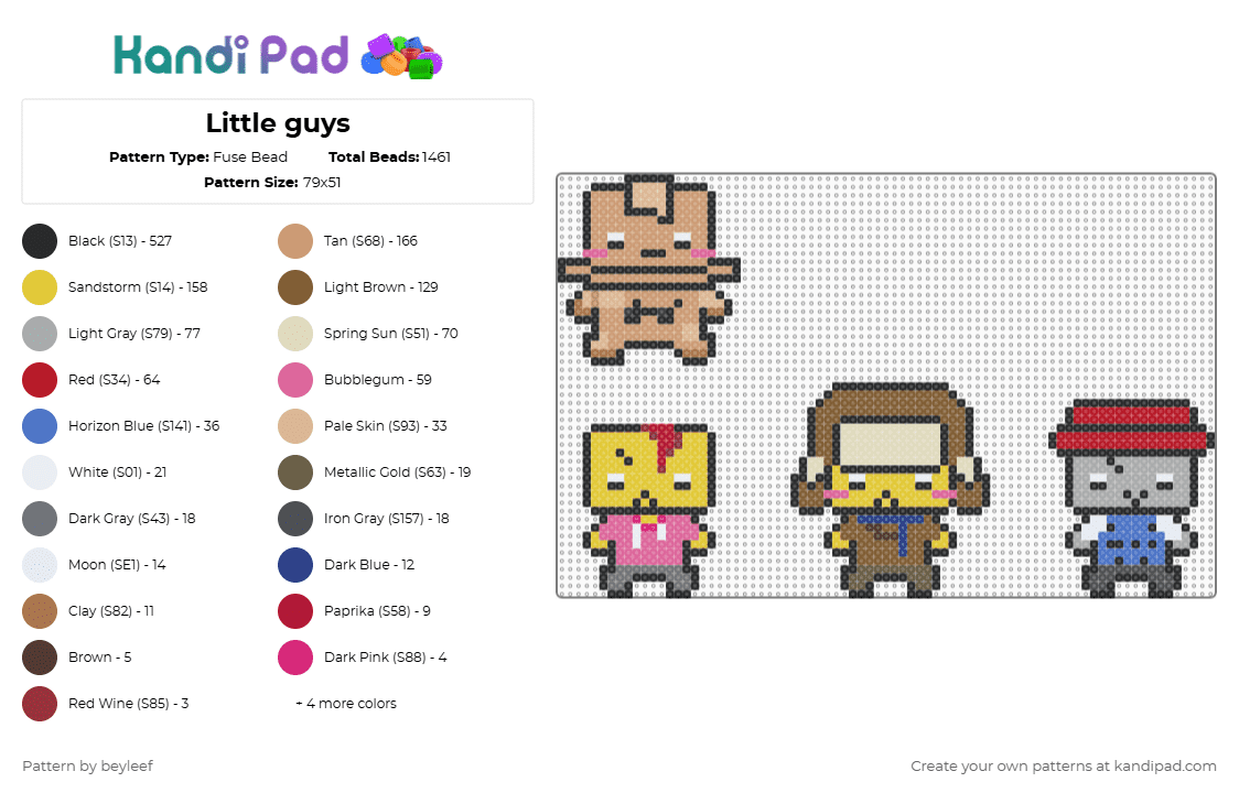 Little guys Fuse Bead Pattern - Kandi Pad | Kandi Patterns, Fuse Bead ...