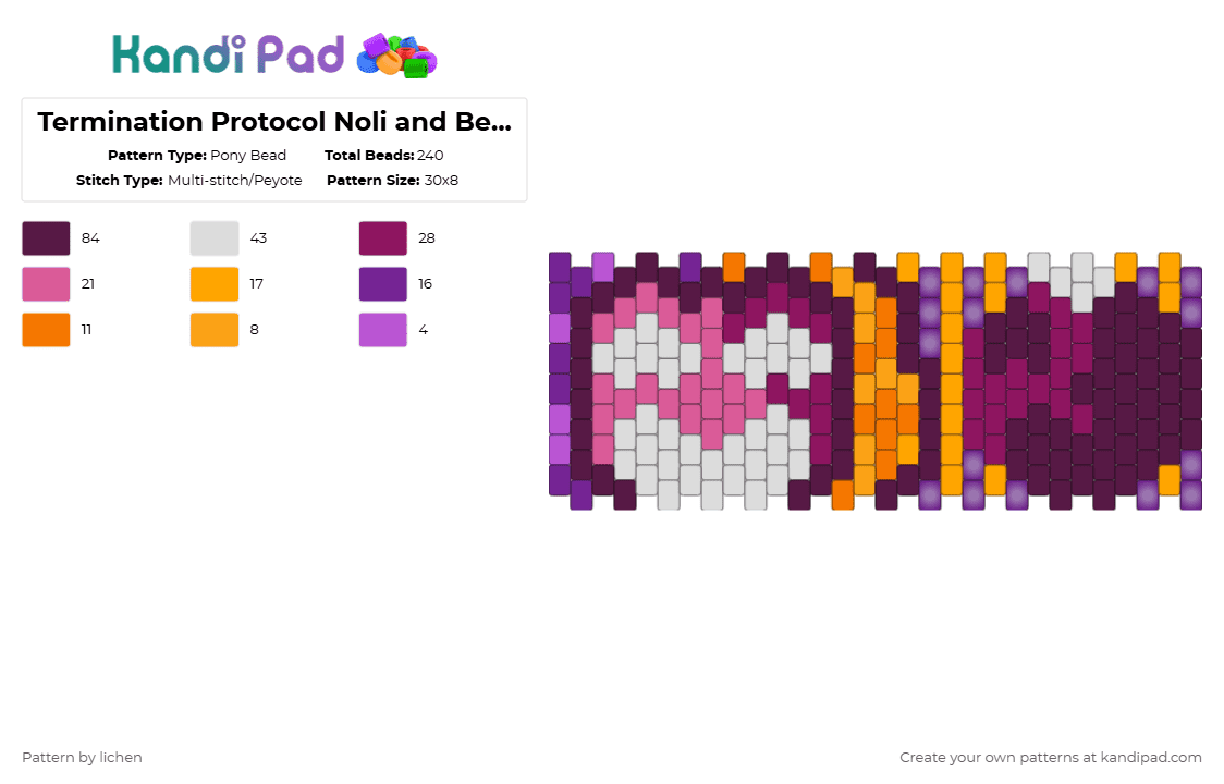 Termination Protocol Noli and Benjamin Pony Bead Pattern - Kandi Pad ...