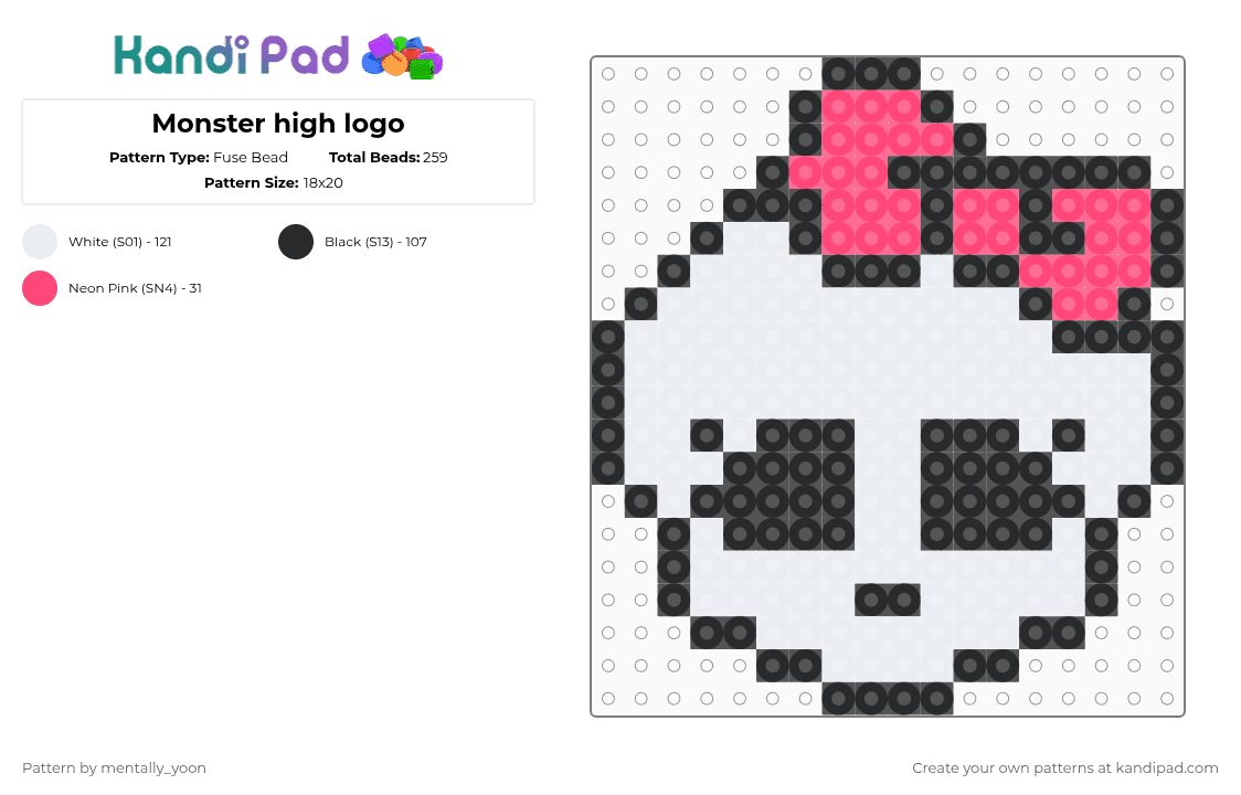 Monster high logo Fuse Bead Pattern - Kandi Pad | Kandi Patterns, Fuse ...