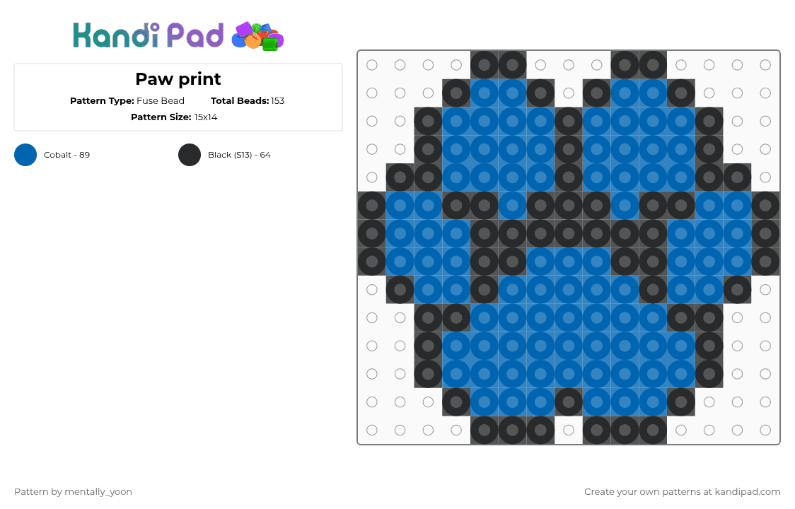 Paw print Fuse Bead Pattern - Kandi Pad | Kandi Patterns, Fuse Bead ...