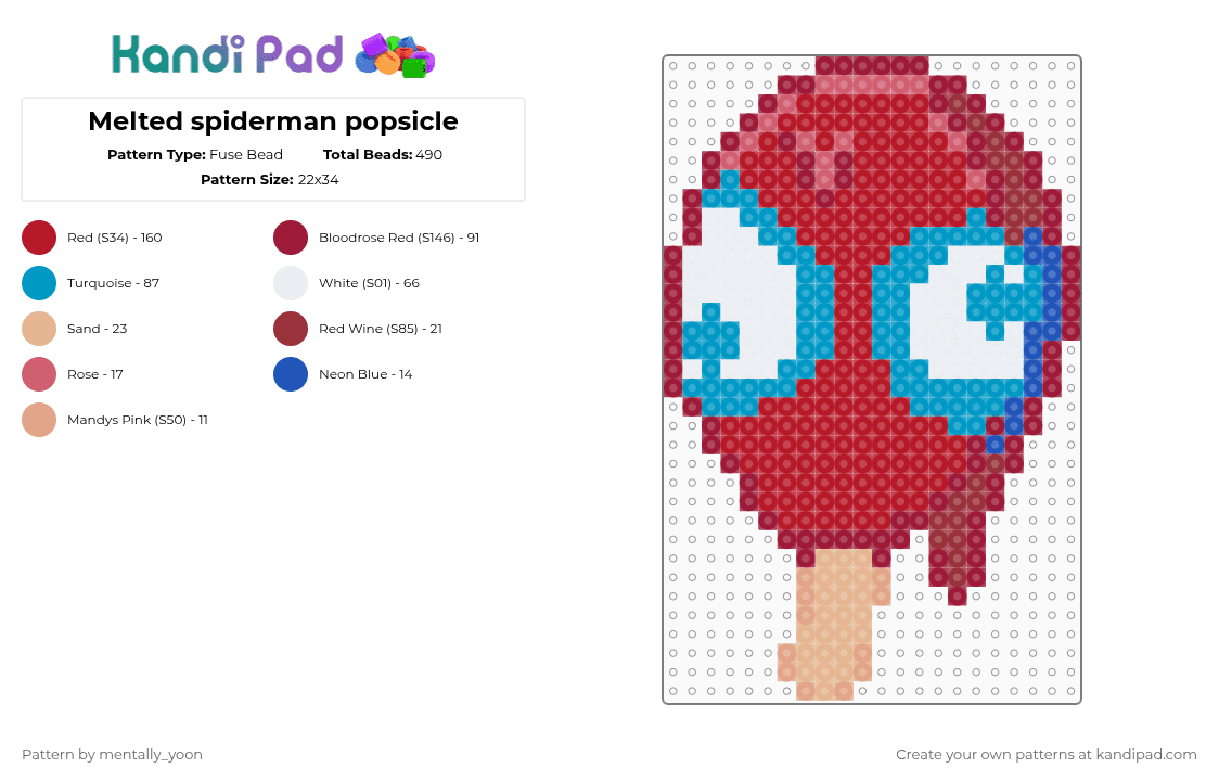 Melted spiderman popsicle Fuse Bead Pattern - Kandi Pad | Kandi ...