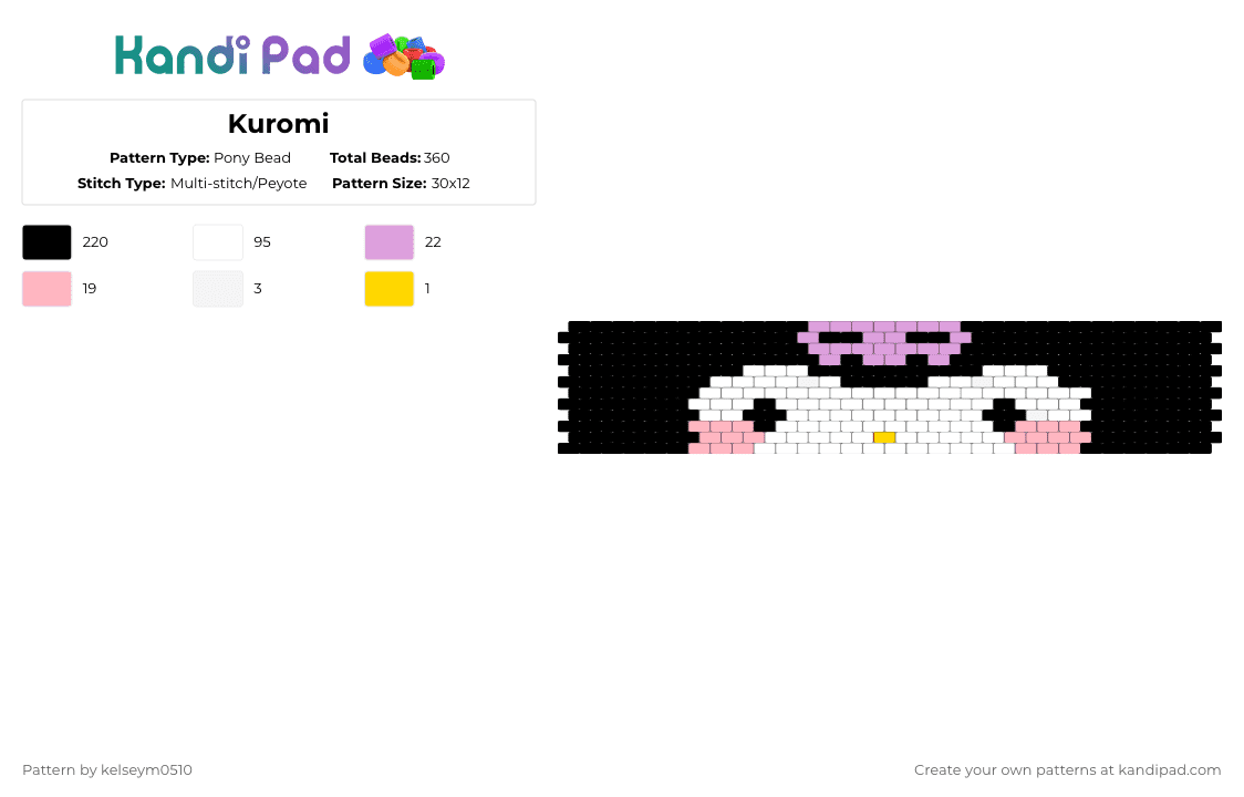 Kuromi Pony Bead Pattern - Kandi Pad | Kandi Patterns, Fuse Bead ...