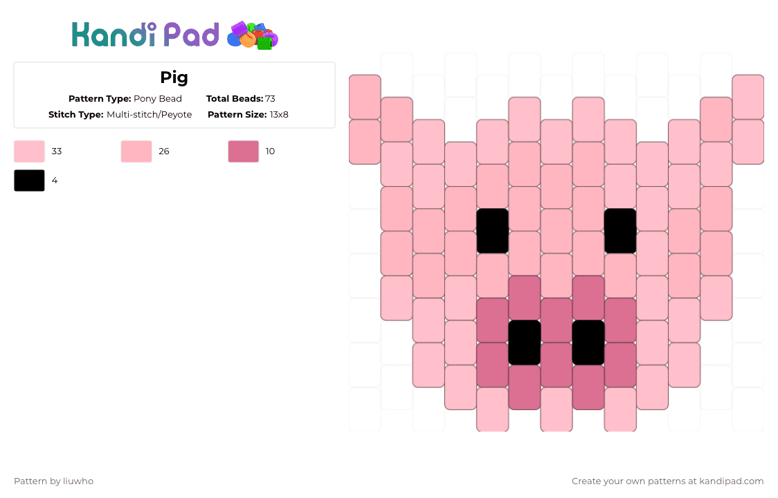 Pig Pony Bead Pattern - Kandi Pad | Kandi Patterns, Fuse Bead Patterns ...