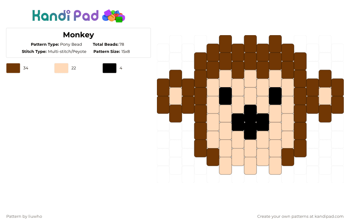 Monkey Pony Bead Pattern - Kandi Pad | Kandi Patterns, Fuse Bead ...