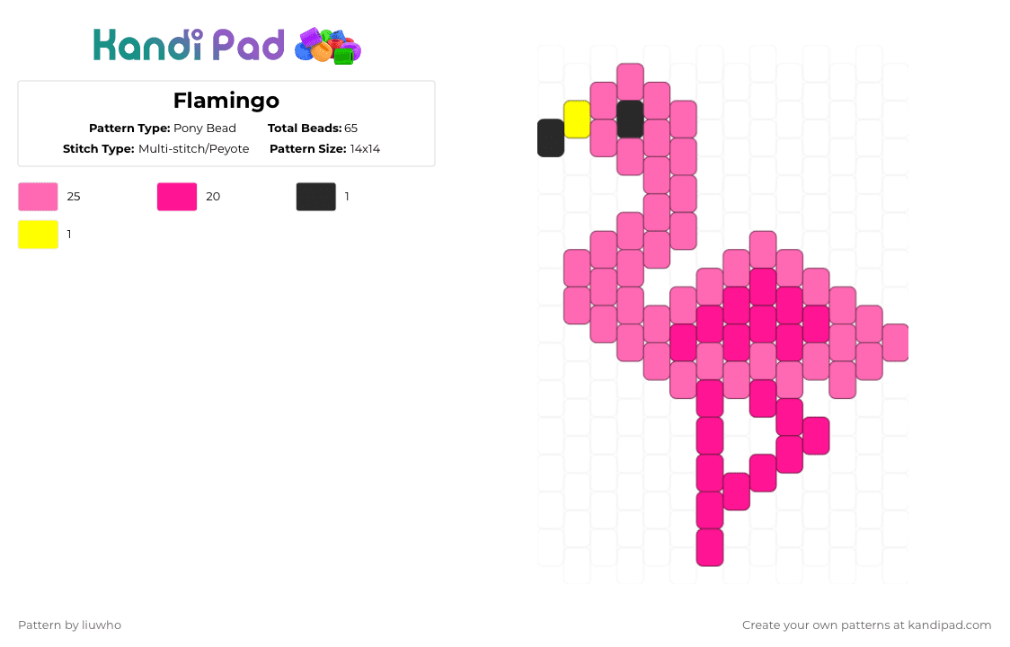 Flamingo Pony Bead Pattern - Kandi Pad | Kandi Patterns, Fuse Bead ...