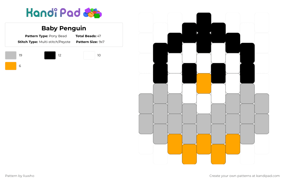 Baby Penguin Pony Bead Pattern - Kandi Pad | Kandi Patterns, Fuse Bead ...