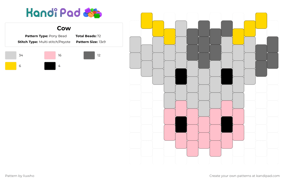 Cow Pony Bead Pattern - Kandi Pad | Kandi Patterns, Fuse Bead Patterns ...