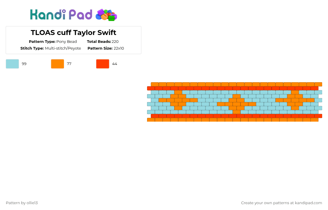 TLOAS cuff Taylor Swift Pony Bead Pattern - Kandi Pad | Kandi Patterns ...