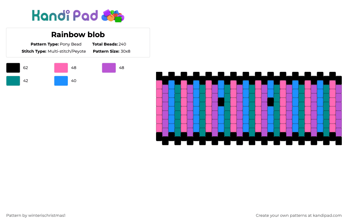 Rainbow blob Pony Bead Pattern - Kandi Pad | Kandi Patterns, Fuse Bead ...