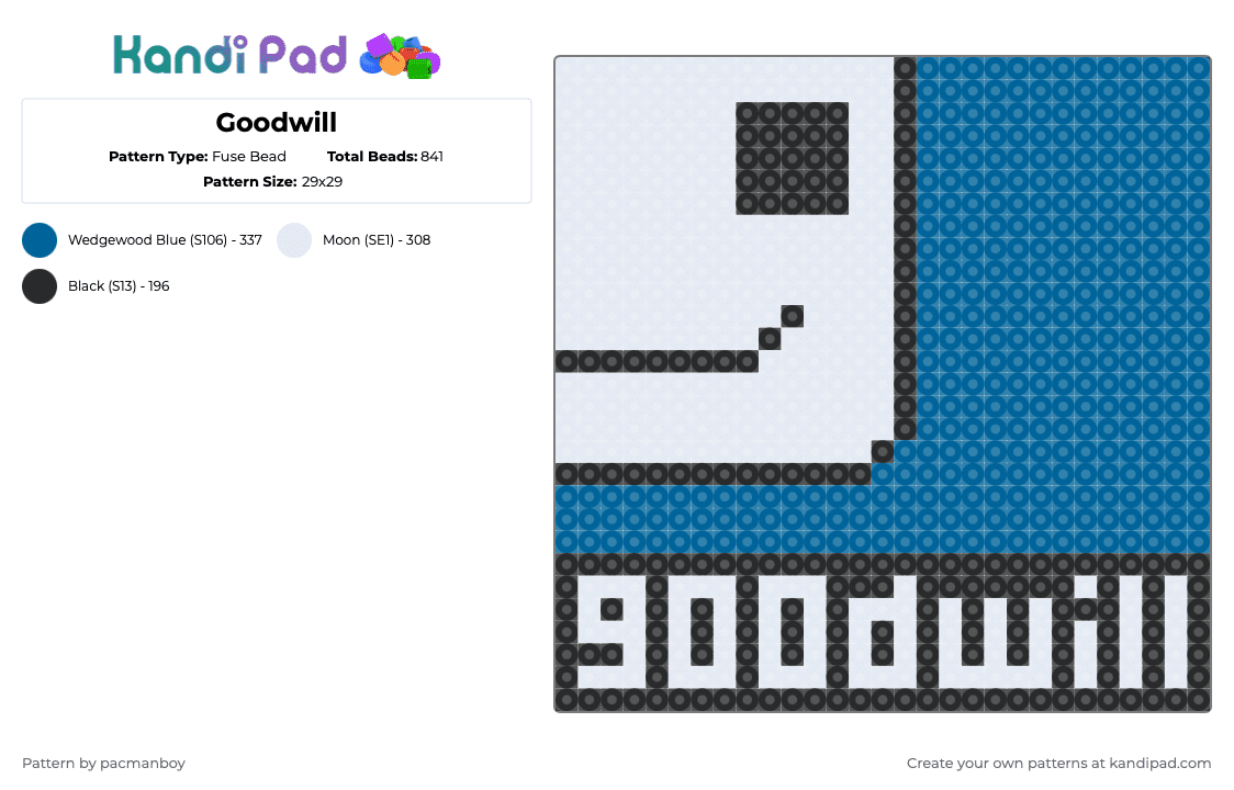 Goodwill Fuse Bead Pattern - Kandi Pad | Kandi Patterns, Fuse Bead ...