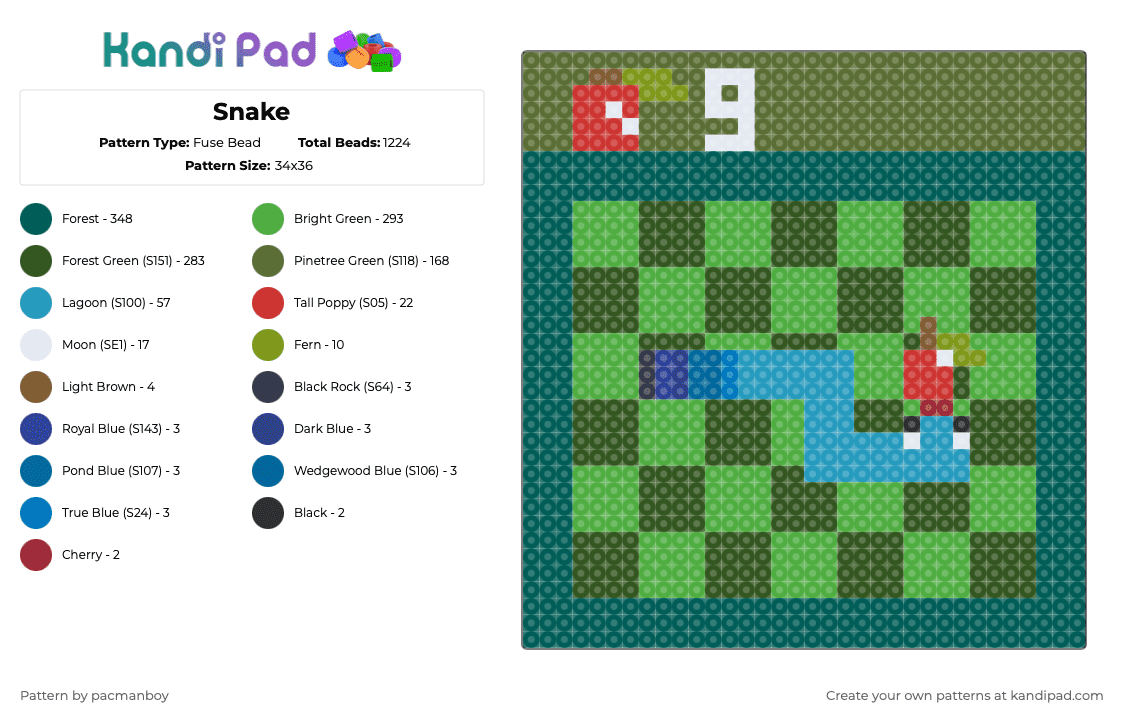Snake Fuse Bead Pattern - Kandi Pad | Kandi Patterns, Fuse Bead ...