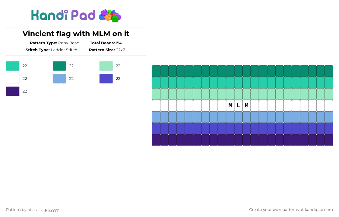 Vincient flag with MLM on it Pony Bead Pattern - Kandi Pad | Kandi ...