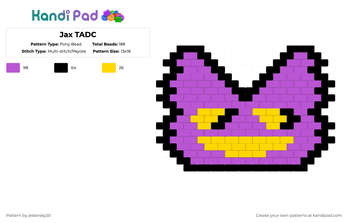 Jax TADC Pony Bead Pattern - Kandi Pad | Kandi Patterns, Fuse Bead ...