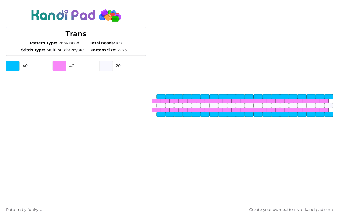 Trans Pony Bead Pattern - Kandi Pad | Kandi Patterns, Fuse Bead ...