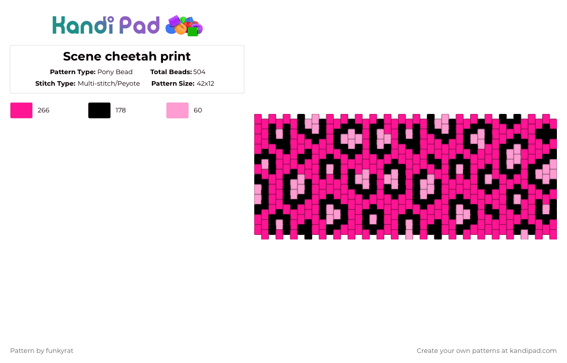 Scene cheetah print Pony Bead Pattern - Kandi Pad | Kandi Patterns ...