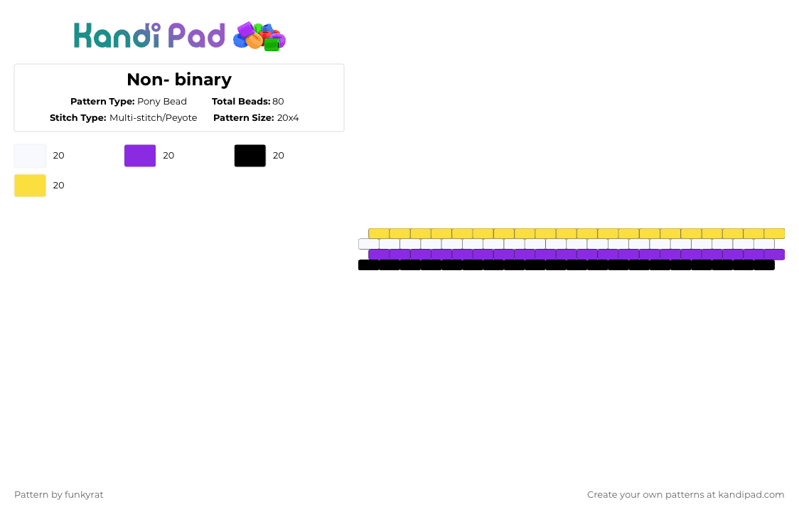 Non- binary Pony Bead Pattern - Kandi Pad | Kandi Patterns, Fuse Bead ...