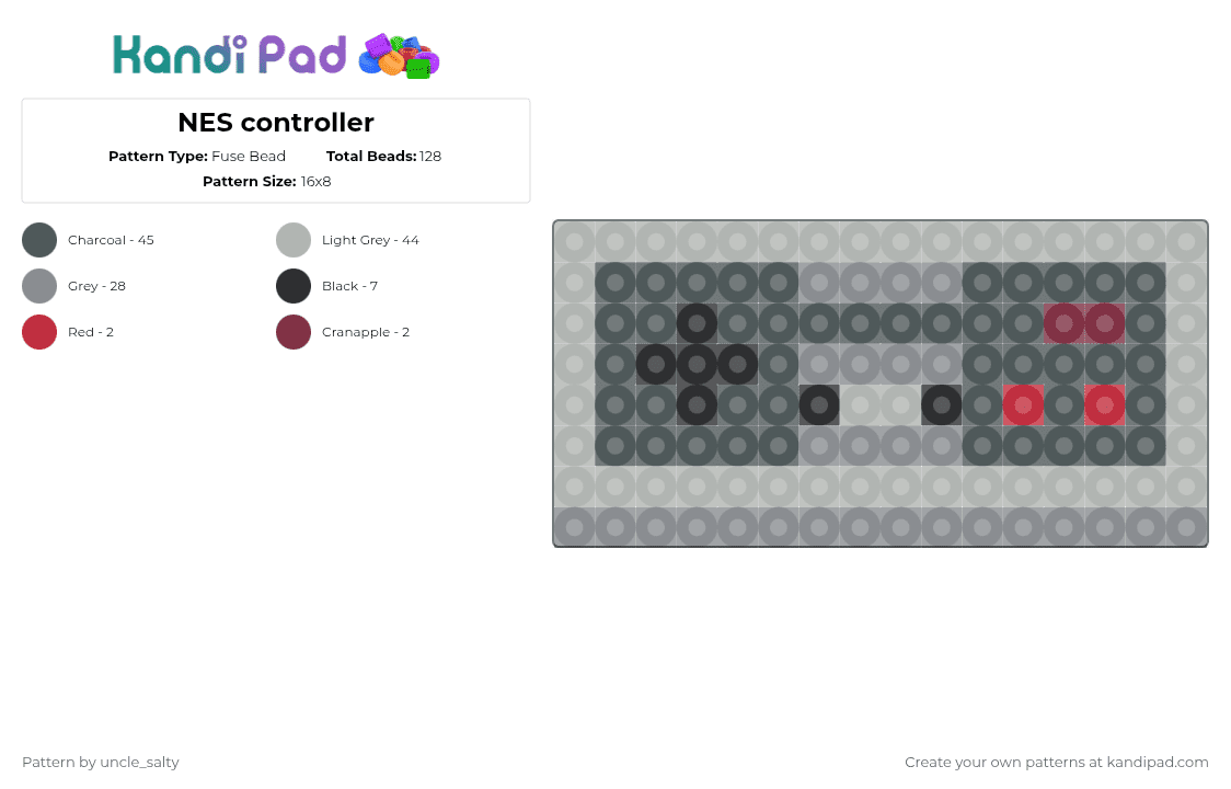 NES controller Fuse Bead Pattern - Kandi Pad | Kandi Patterns, Fuse ...