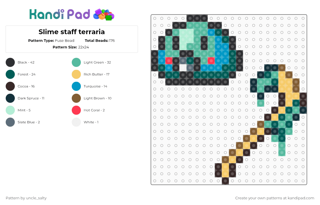 Slime staff terraria Fuse Bead Pattern - Kandi Pad | Kandi Patterns ...