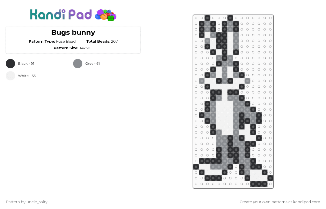 Bugs bunny Fuse Bead Pattern - Kandi Pad | Kandi Patterns, Fuse Bead ...