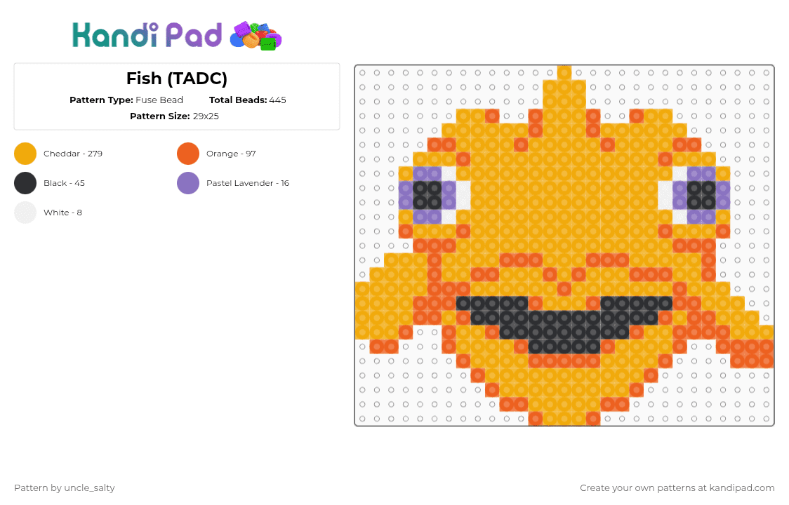 Fish (TADC) Fuse Bead Pattern - Kandi Pad | Kandi Patterns, Fuse Bead ...