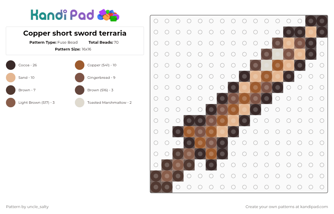 Copper short sword terraria Fuse Bead Pattern - Kandi Pad | Kandi ...