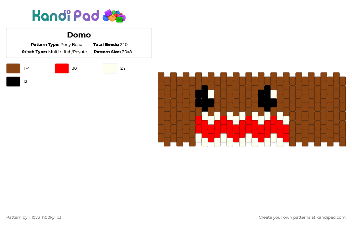 Domo Pony Bead Pattern - Kandi Pad | Kandi Patterns, Fuse Bead Patterns ...