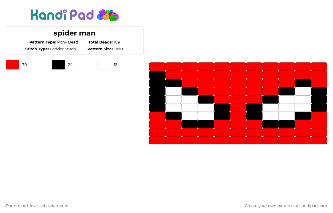 Spider man Pony Bead Pattern - Kandi Pad | Kandi Patterns, Fuse Bead ...