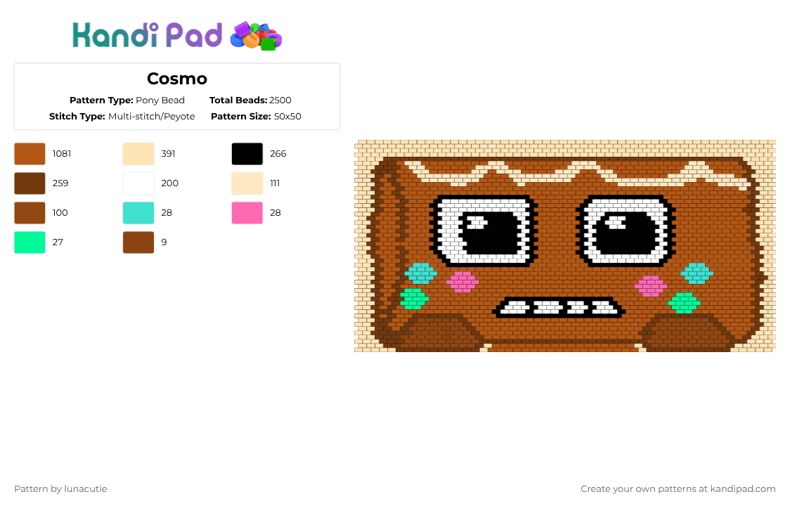Cosmo Pony Bead Pattern - Kandi Pad | Kandi Patterns, Fuse Bead ...