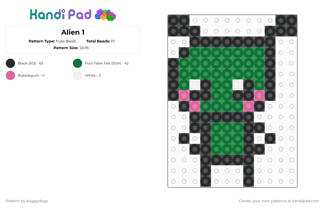 Alien 1 Fuse Bead Pattern - Kandi Pad | Kandi Patterns, Fuse Bead ...