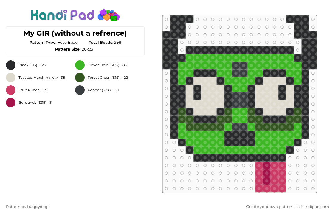 My GIR (without a refrence) Fuse Bead Pattern - Kandi Pad | Kandi ...