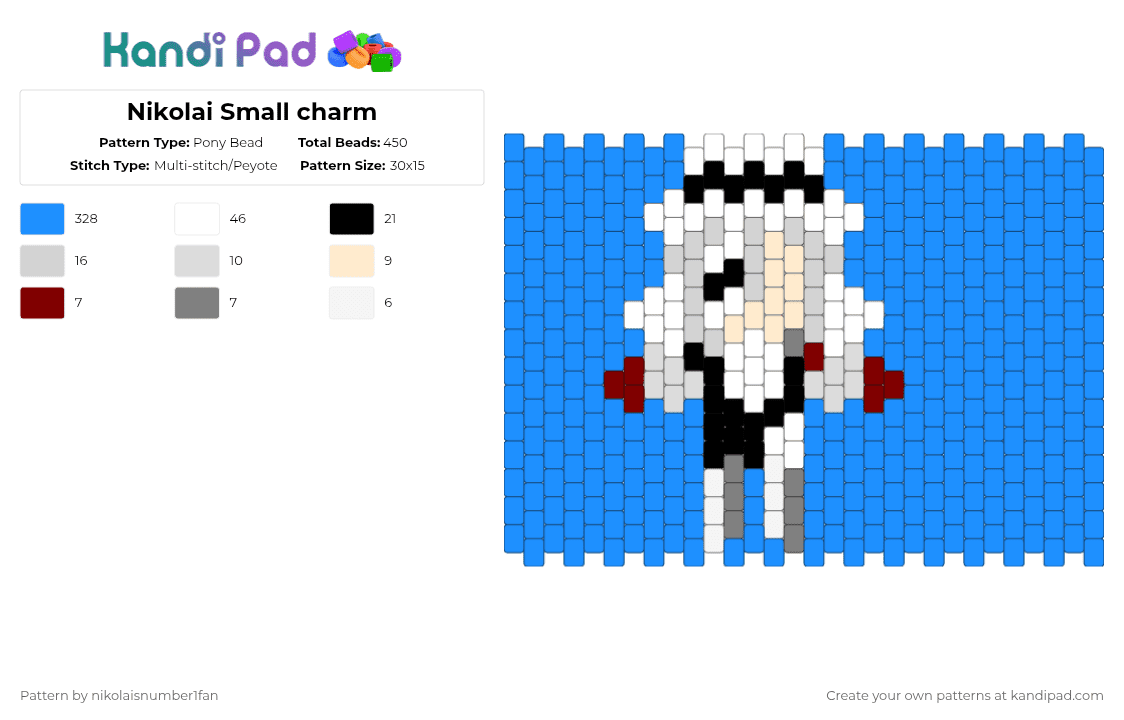 Nikolai Small charm Pony Bead Pattern - Kandi Pad | Kandi Patterns ...