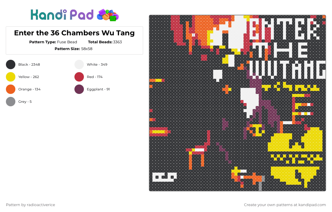 Enter the 36 Chambers Wu Tang Fuse Bead Pattern - Kandi Pad | Kandi ...