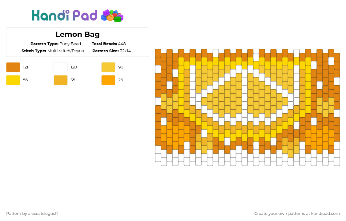 Lemon Bag Pony Bead Pattern - Kandi Pad | Kandi Patterns, Fuse Bead ...