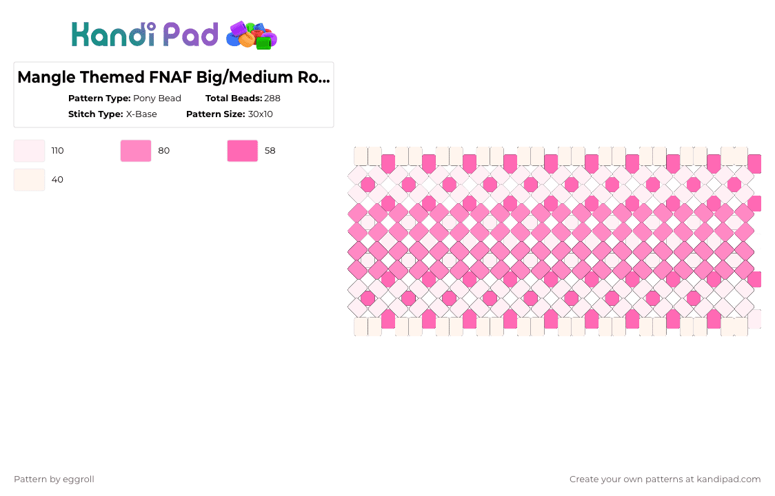 Mangle Themed FNAF Big/Medium Rotator Cuff Pony Bead Pattern - Kandi ...