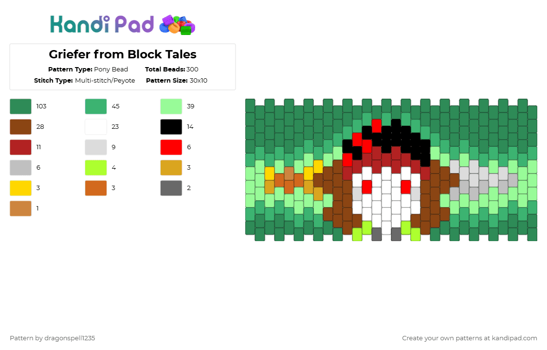 Griefer from Block Tales Pony Bead Pattern - Kandi Pad | Kandi Patterns ...