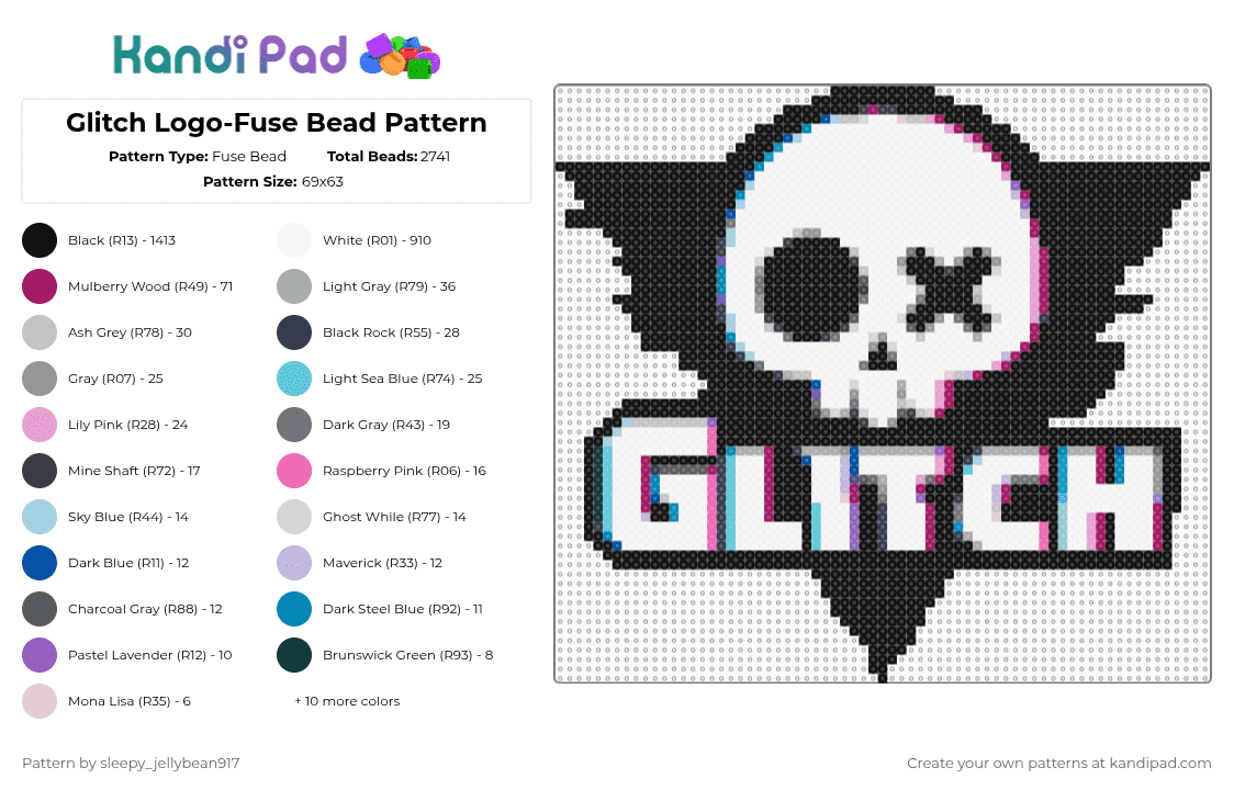 Glitch Logo-Fuse Bead Pattern Fuse Bead Pattern - Kandi Pad | Kandi ...