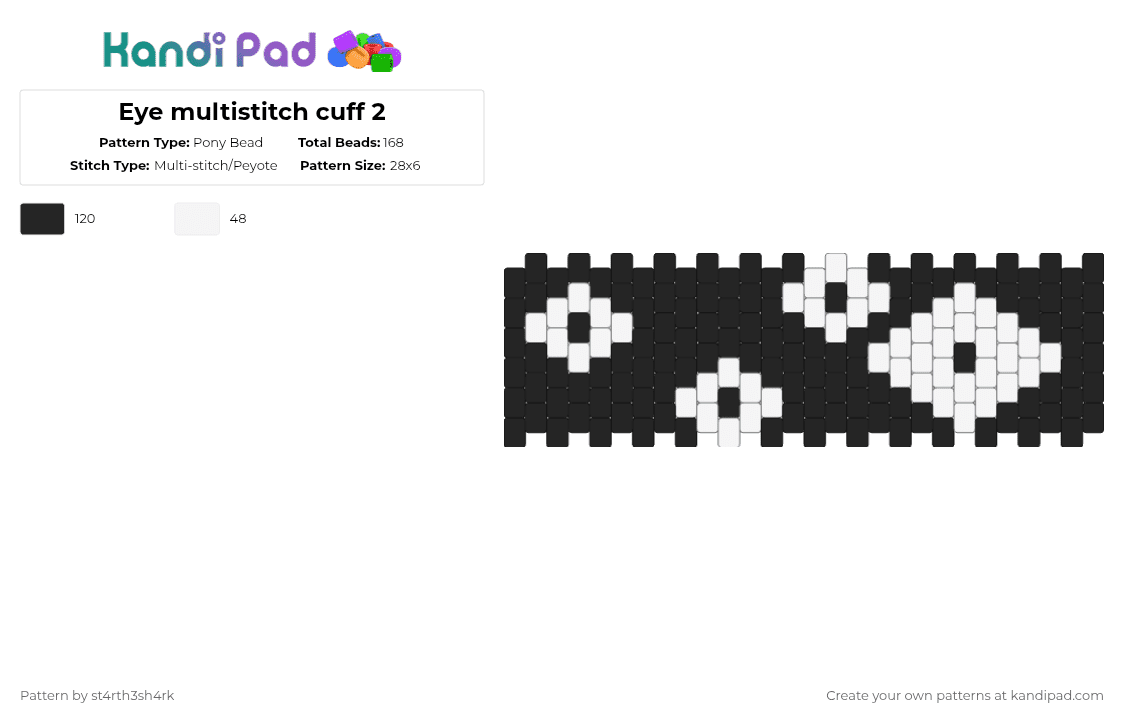Eye multistitch cuff 2 Pony Bead Pattern - Kandi Pad | Kandi Patterns ...