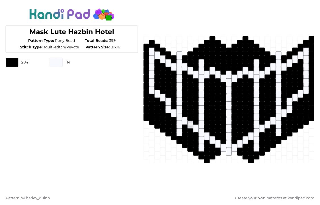 Mask Lute Hazbin Hotel Pony Bead Pattern - Kandi Pad | Kandi Patterns ...