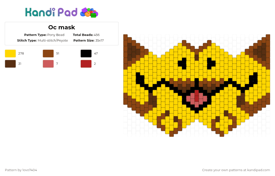 Oc mask Pony Bead Pattern - Kandi Pad | Kandi Patterns, Fuse Bead ...