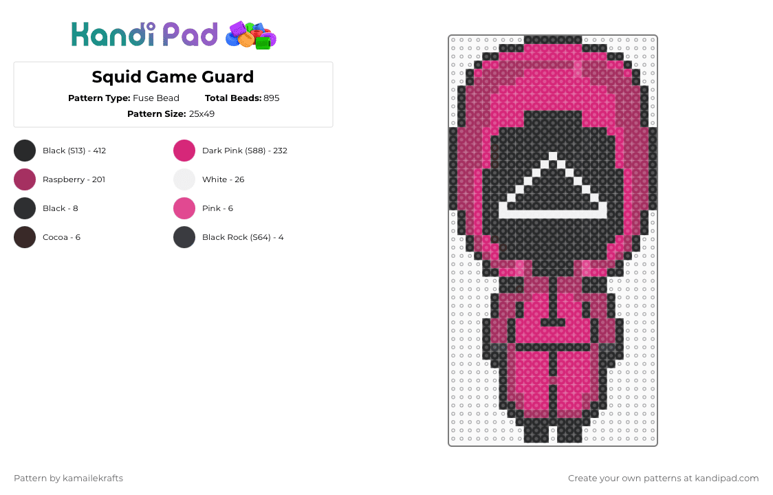 Squid Game Guard Fuse Bead Pattern - Kandi Pad | Kandi Patterns, Fuse ...