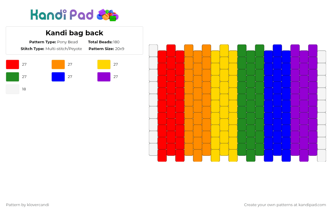 Kandi bag back Pony Bead Pattern - Kandi Pad | Kandi Patterns, Fuse ...