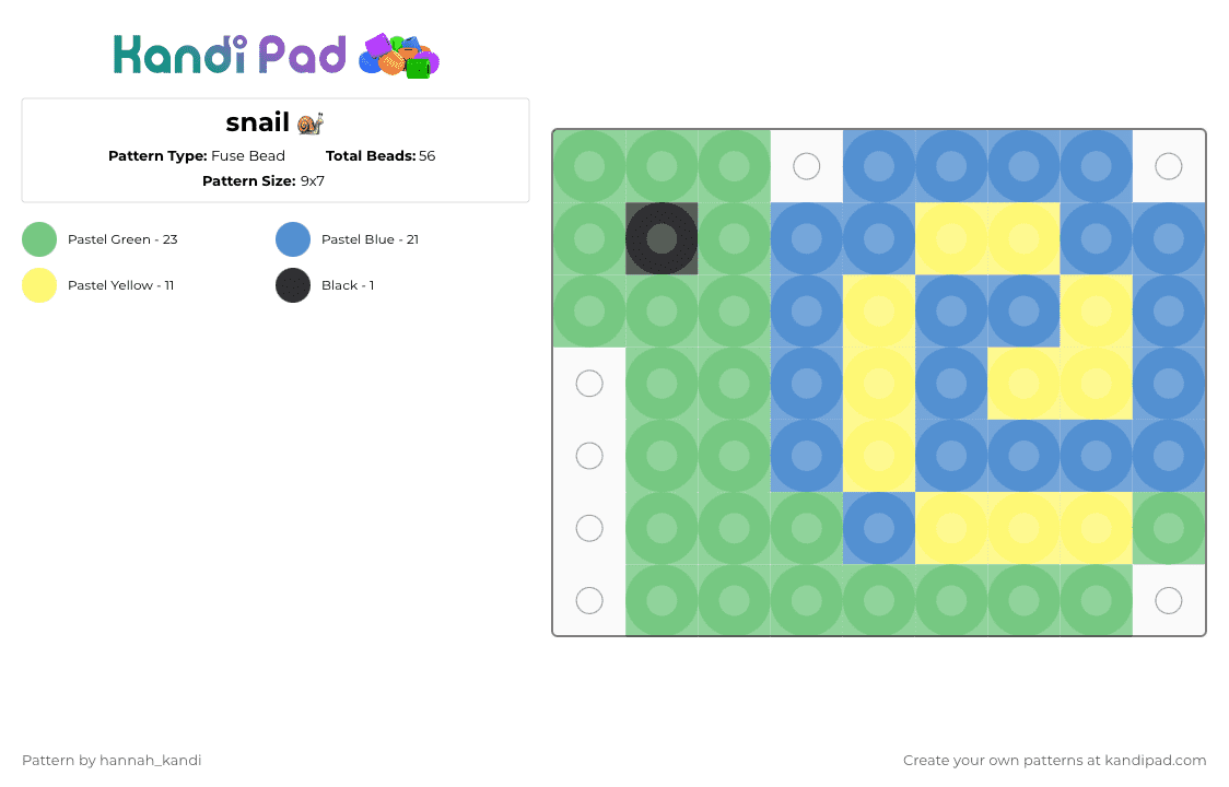 Snail 🐌 Fuse Bead Pattern - Kandi Pad | Kandi Patterns, Fuse Bead ...