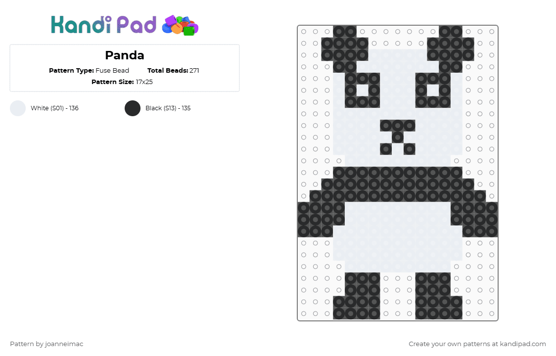 Panda Fuse Bead Pattern - Kandi Pad | Kandi Patterns, Fuse Bead ...