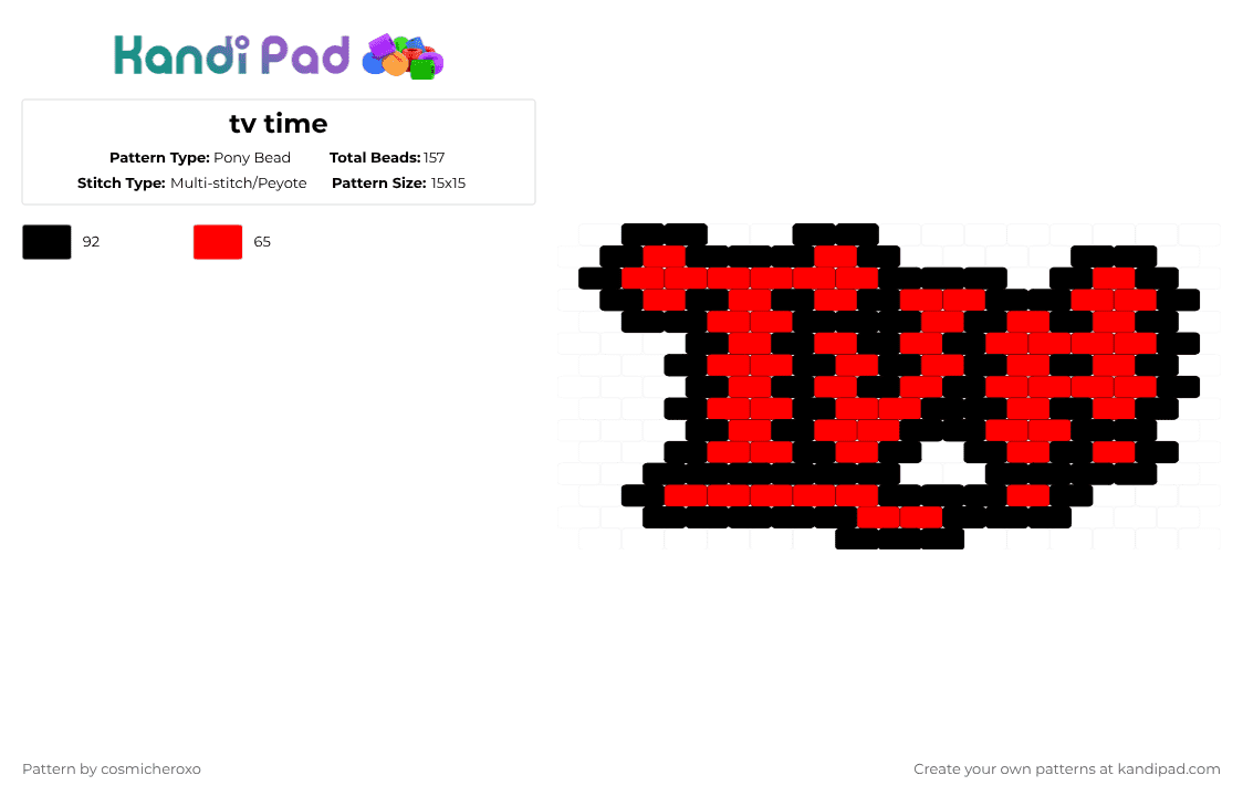 Tv time Pony Bead Pattern - Kandi Pad | Kandi Patterns, Fuse Bead ...
